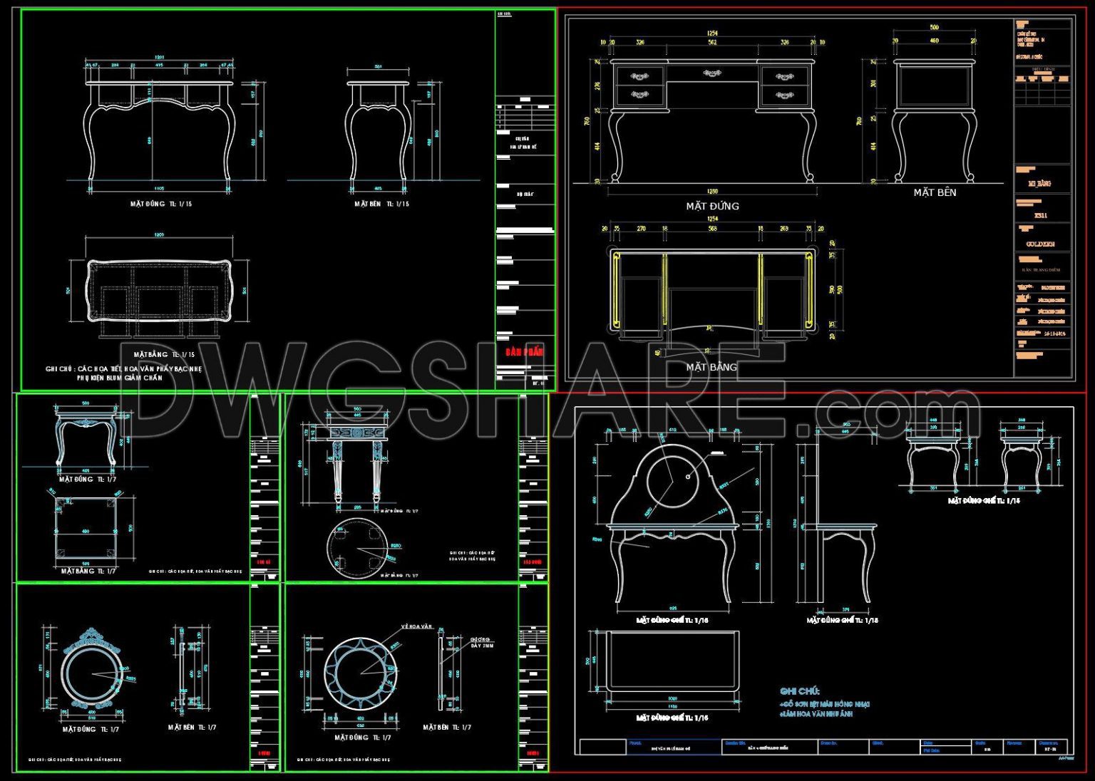 151. Download Dressing Table CAD Shop Drawing Collection
