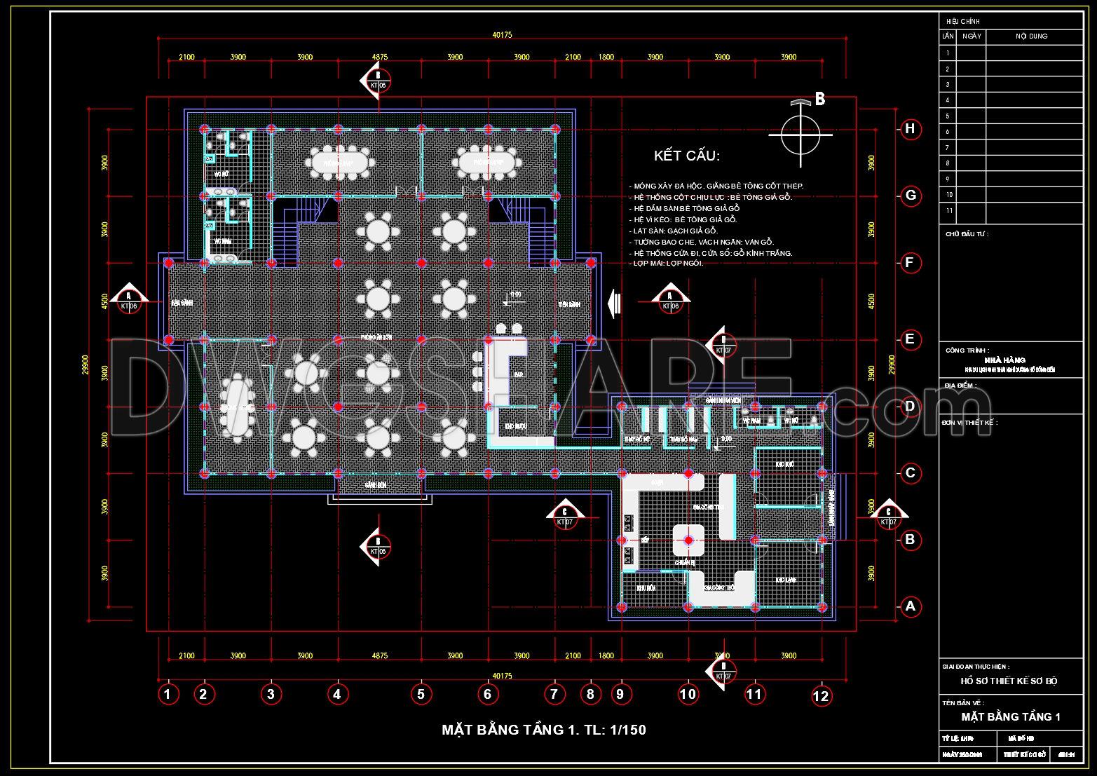 44. Free CAD Restaurant Floor Plan – Ground Floor Layout DWG Download