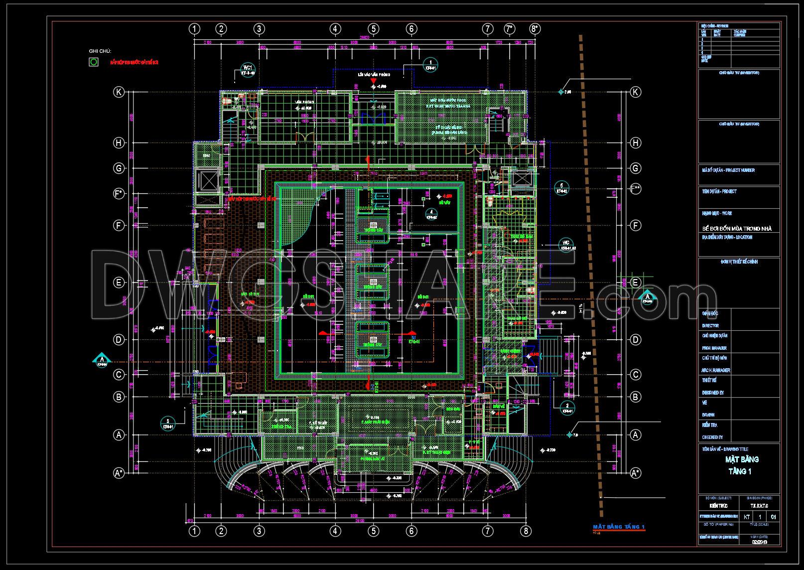 45. Indoor Four-Season Swimming Pool First Floor Plan CAD – Free Download