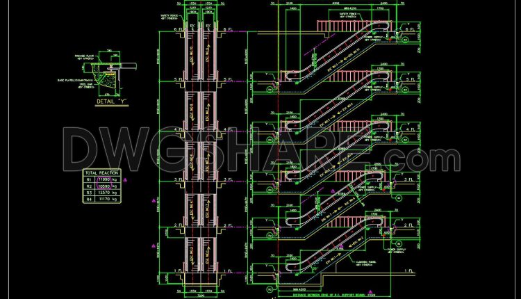 689. Mechanical Escalator Elevation CAD Details DWG – Free Download (1 ...