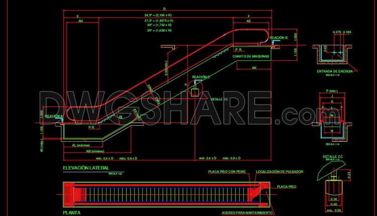 690. Mechanical Escalator Structural Details CAD DWG – Free Download (1 ...