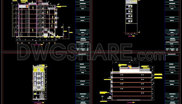 846. Download Cad Drawings Of A 5-storey Hotel And Residential Building ...