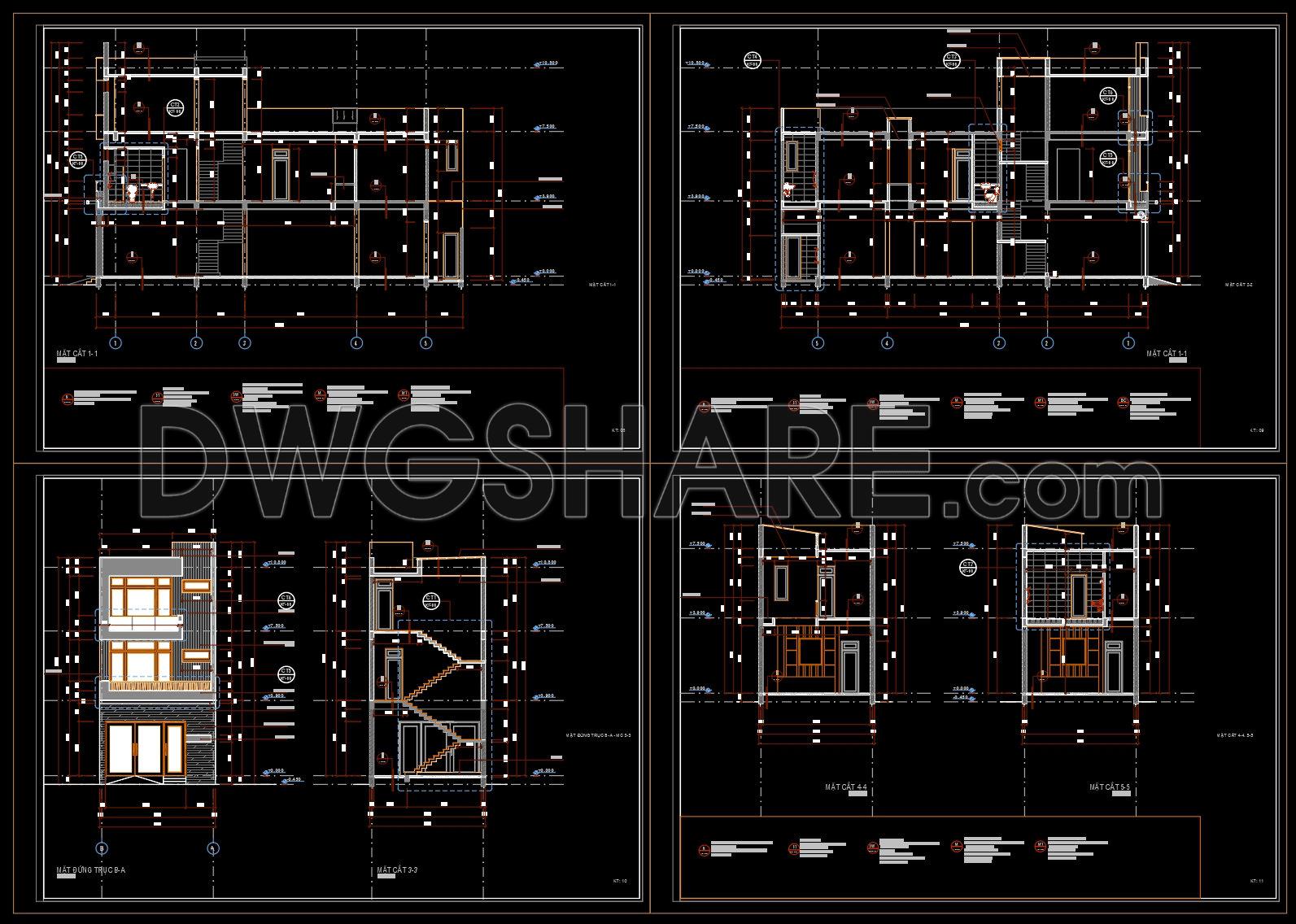 847. Download Architectural CAD Plans for a 3-Storey House (6m × 19m)