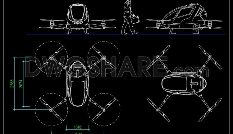 115. Free Passenger Drone CAD Model and Drawings DWG (1) - Free Cad ...