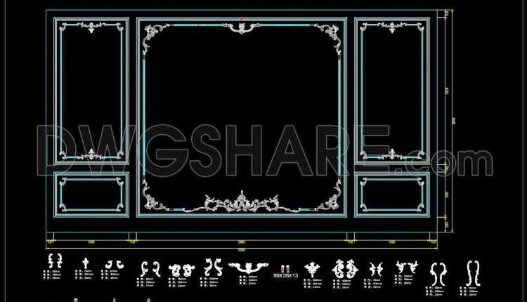 158. Download French-Style PU Molding Wall Panel Module CAD File (1 ...