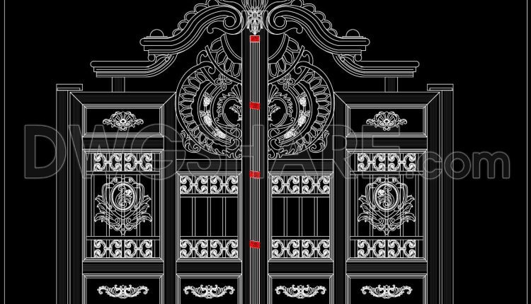 249. Free CAD Drawings of Traditional Style Villa Gate with Rich ...