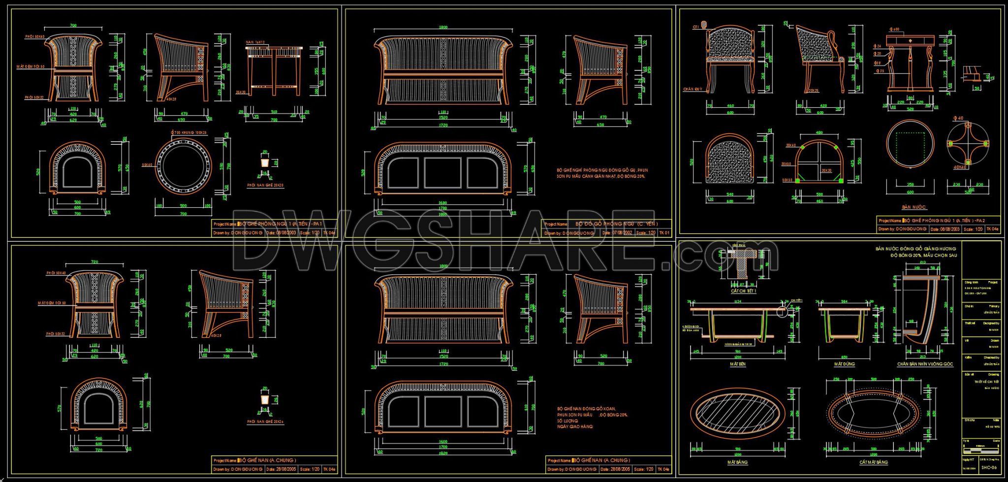 380. Free CAD File of Wooden Sofa Set – Detailed Living Room Furniture ...