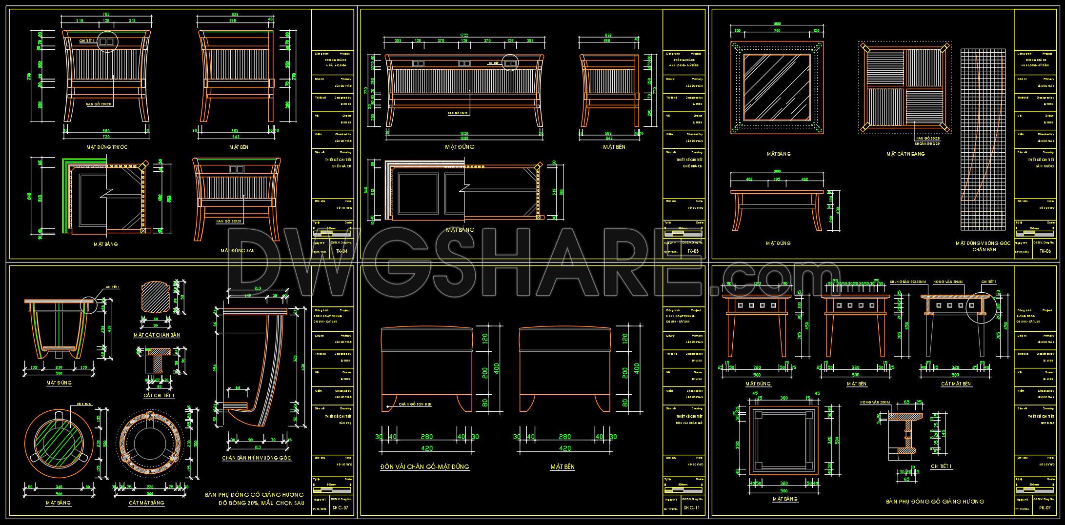 380. Living Room Wooden Furniture CAD File – Detailed Sofa, Coffee ...