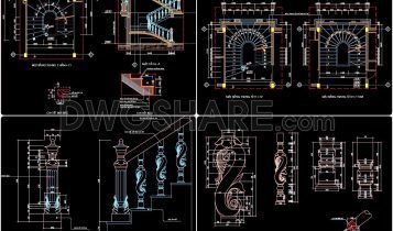 The detailed AutoCAD drawings of various types of staircases