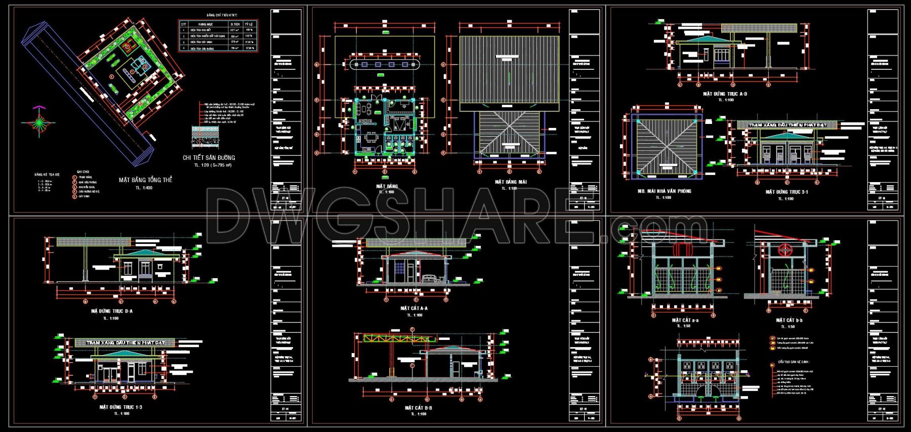 08. Download of gas station design drawings with a total area of 1,400 m2