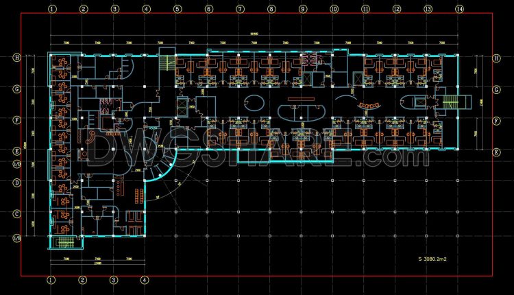 122. Free CAD Download Office Building Floor Plans with Workspace and ...