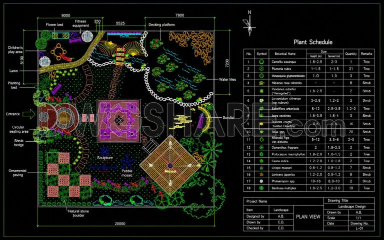 207. Villa Courtyard Landscape CAD Drawings – Free Download Full Set