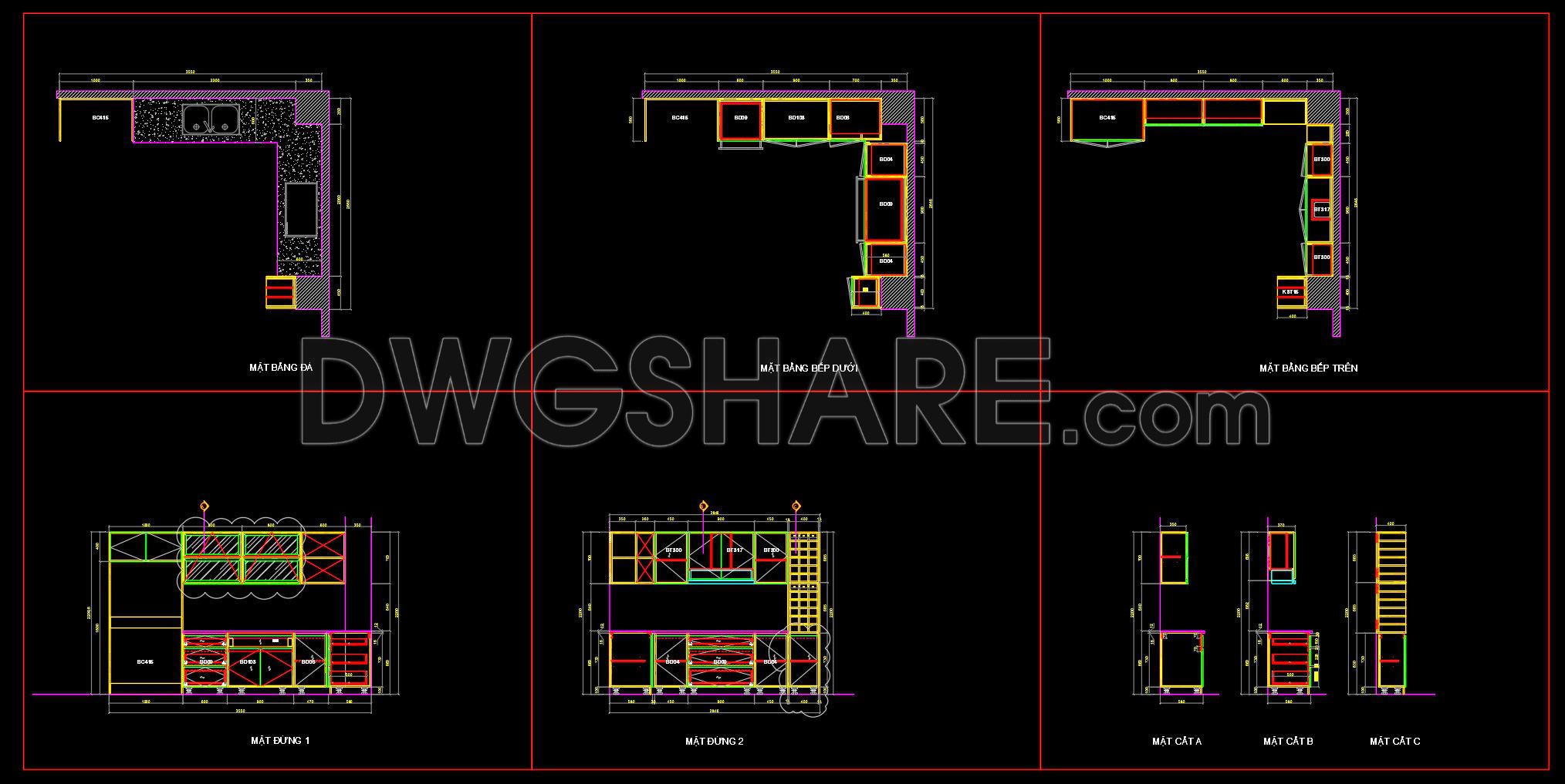239. Free DWG Files of Modern Kitchen Cabinet Technical Details (1 ...