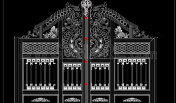 270. Free Download CAD Drawing of Classic Villa Gate with Intricate ...