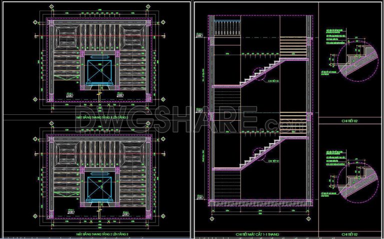 426. Detailed Staircase CAD Plans for Townhouses – Free Download Now