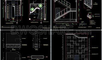 The detailed AutoCAD drawings of various types of staircases