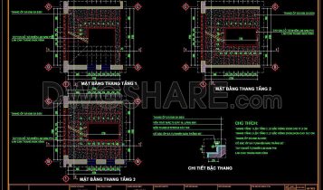 The detailed AutoCAD drawings of various types of staircases