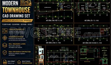 Download free architectural CAD drawings for Townhouses, Villas