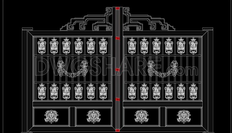 269. Free CAD File of Ornate Classical Villa Gate Design with Detailed ...