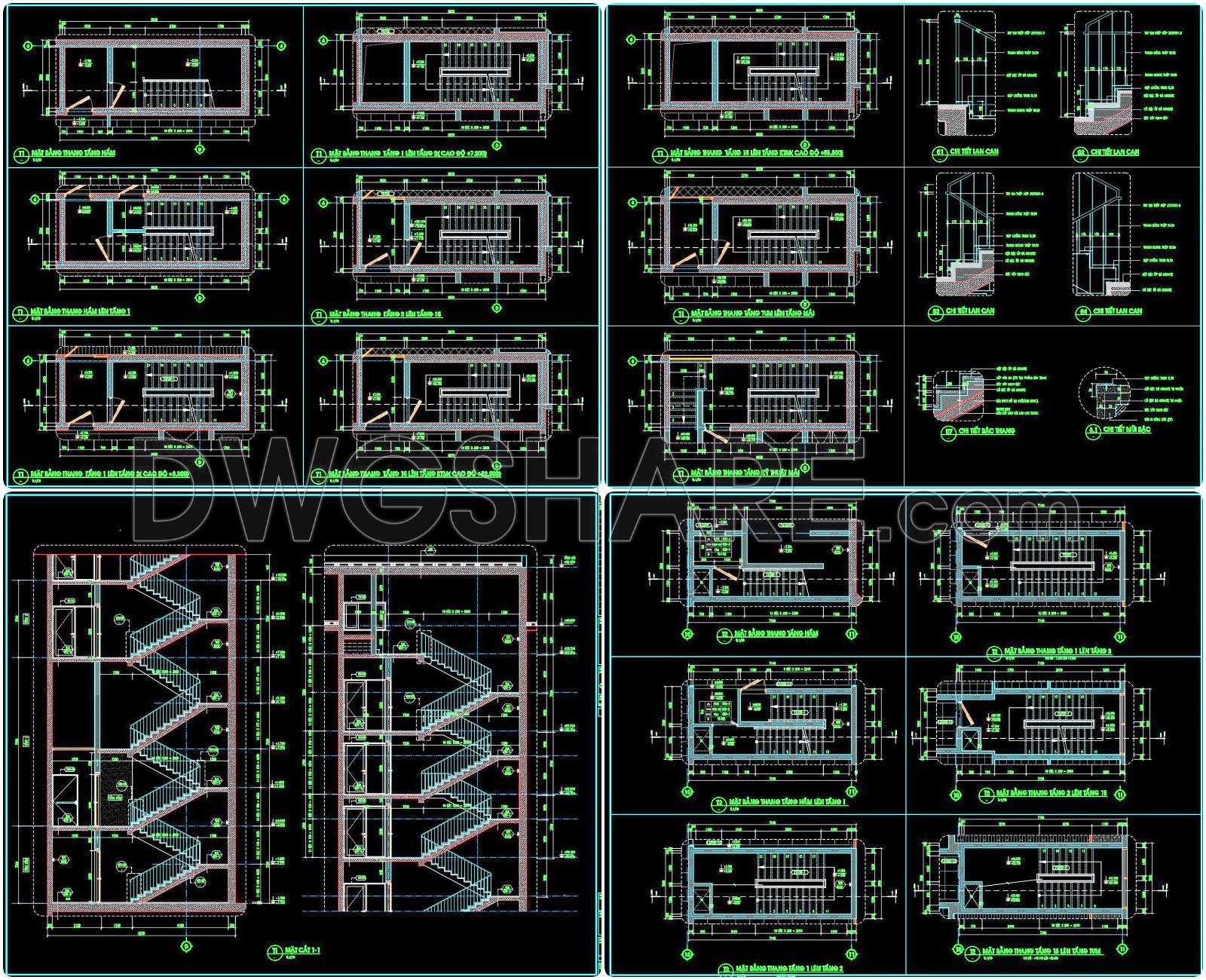 440. Free Staircase CAD Detail Drawings – Multi-Level Plans, Sections ...