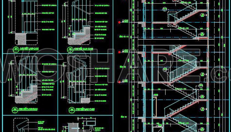 440. Free Staircase CAD Detail Drawings – Multi-Level Plans, Sections ...