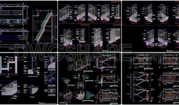 The detailed AutoCAD drawings of various types of staircases