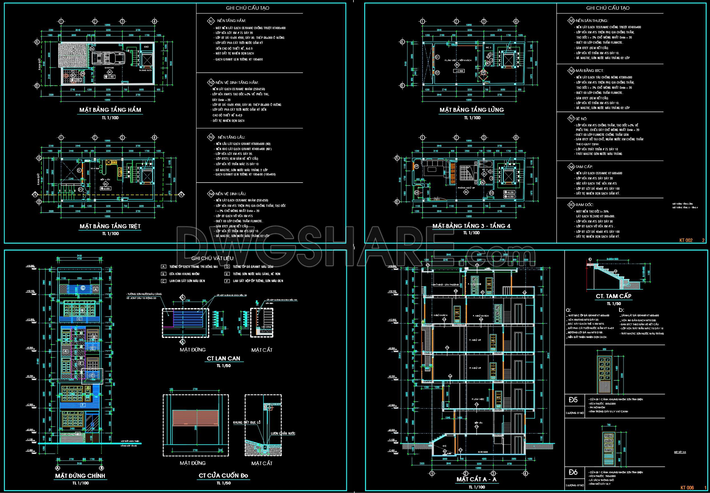 495. Download CAD Design Drawings for a 5-Story House with Dimensions ...