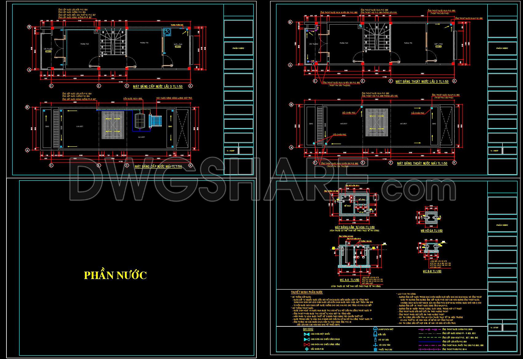 517. Water Supply and Drainage Plans for Residential Building DWG