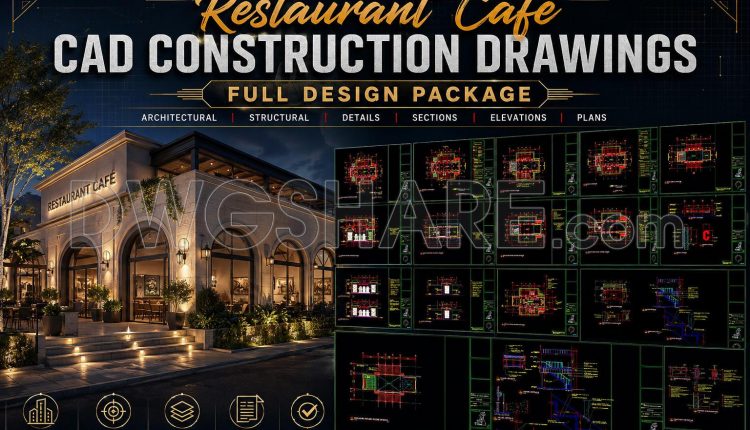 66. Restaurant Café CAD Construction Drawings – Full Design Package (3 ...
