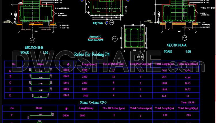710. Reinforced Foundation Rebar Details – Free AutoCAD DWG Drawing (1 ...