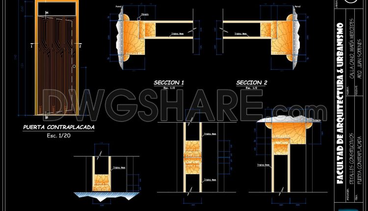 875. Plywood Wooden Door Construction Details CAD Drawing DWG (1 ...