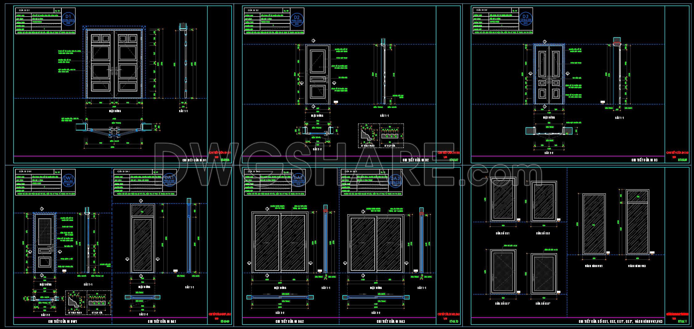 882. Wooden Door and Aluminum Window CAD Details (1) - Free Cad Blocks ...