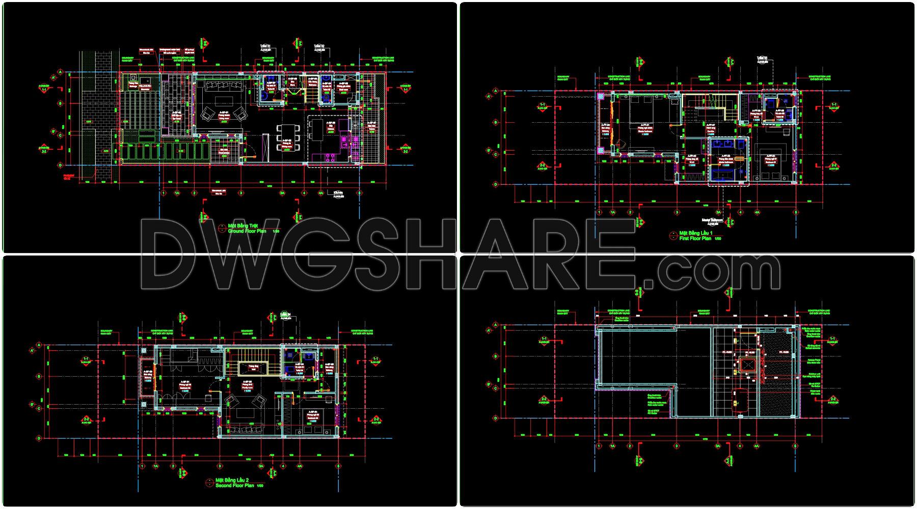 449. Download Cad Design Drawings For A 3-story House With Dimensions ...
