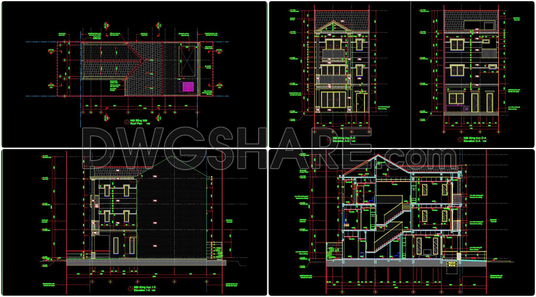 449. Download Cad Design Drawings For A 3-story House With Dimensions ...